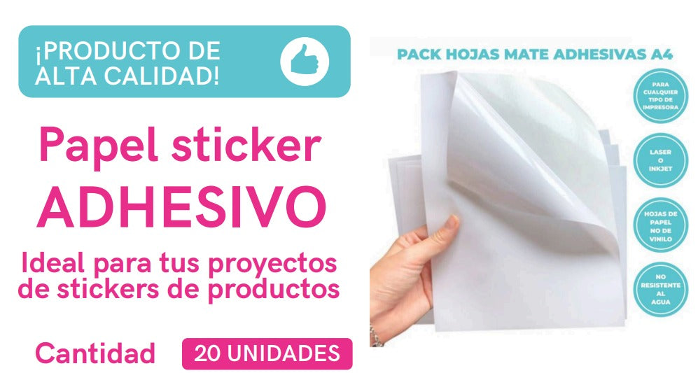 Papel Sticker Adhesivo x 20 und – Estudio Emma
