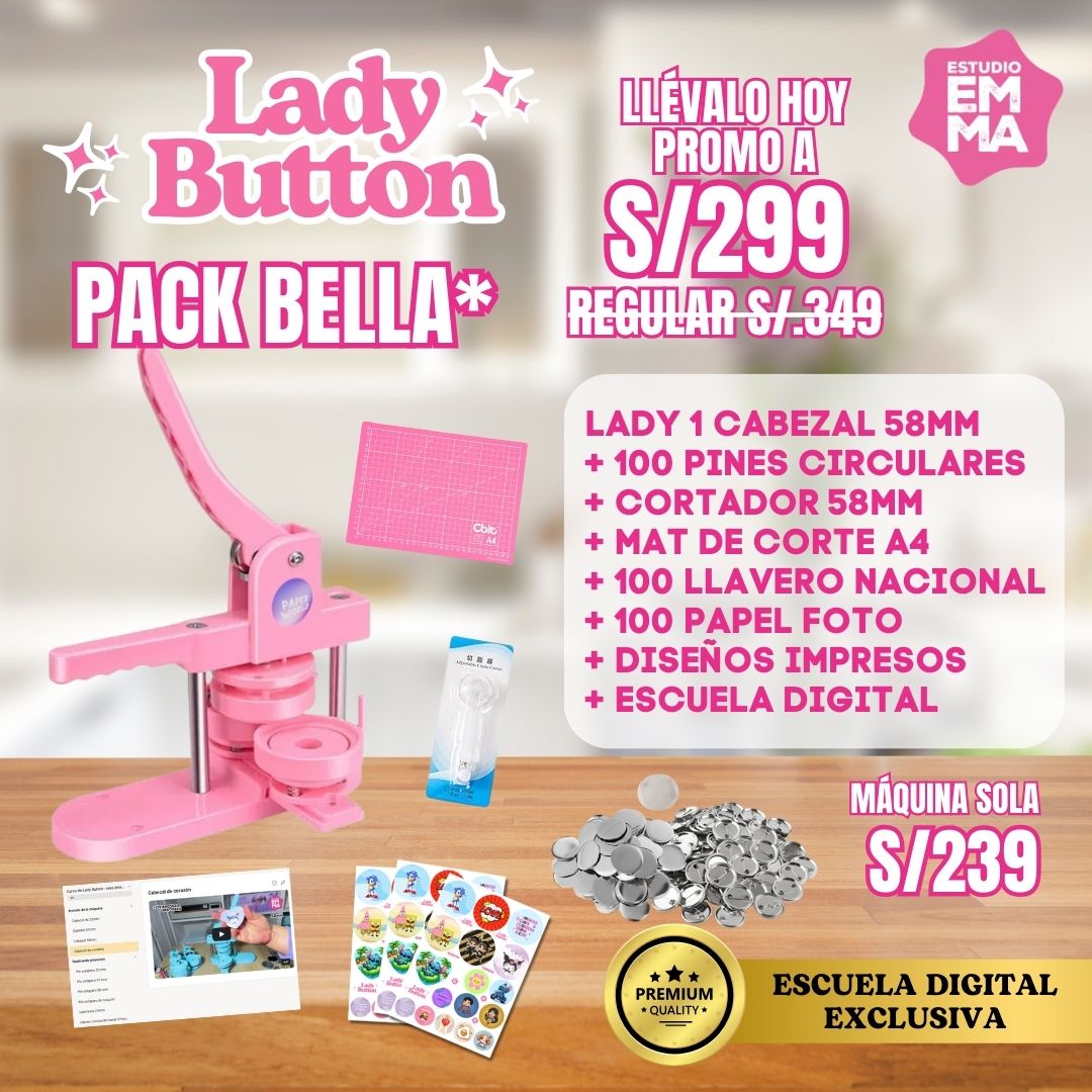 Lady Button PACK BELLA 58mm – Estudio Emma
